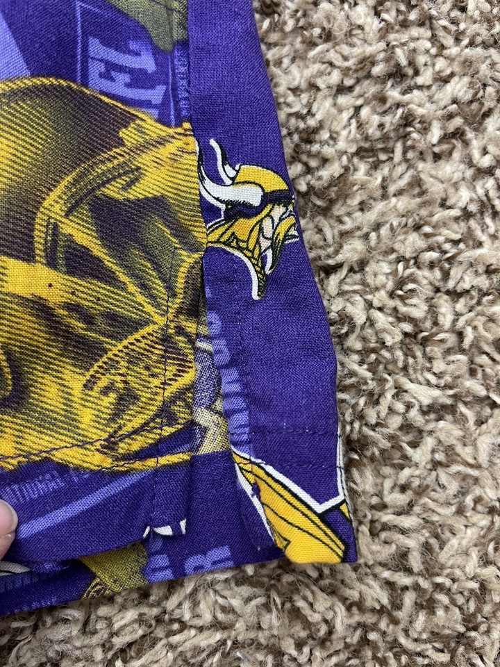 MINNESOTA VIKINGS Men's L NFL Team Official HAWAIIAN Logo Print SHIRT ...