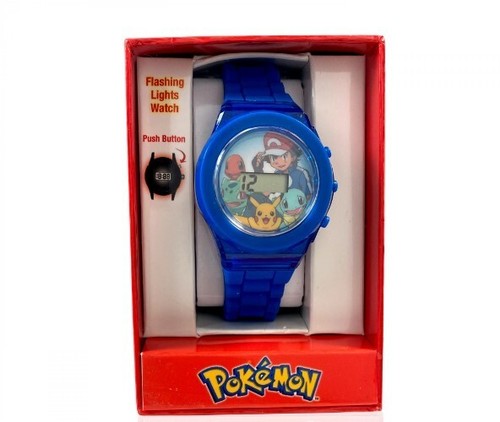 Pokemon Pikachu Ash LED Kids Wrist Watch Blue Pokeball Figure Rubber ...
