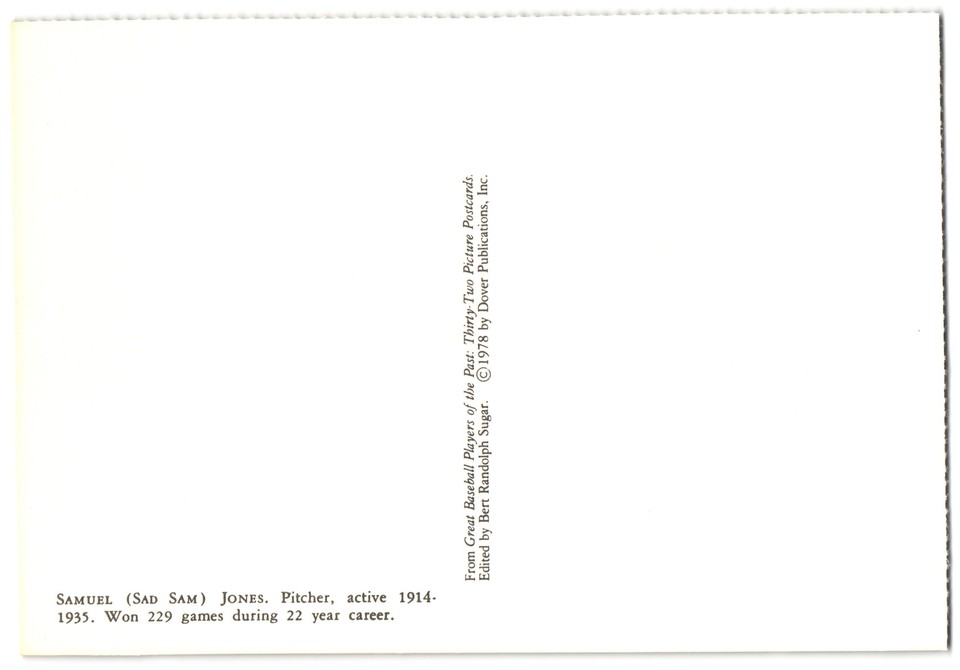 Sad Sam Jones 1978 Dover Publications Baseball Greats Washington ...