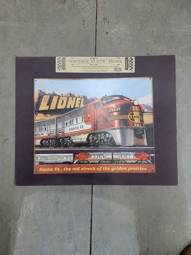 VINTAGE RETRO RUSTIC LIONEL SANTA FE TRAIN SET METAL TIN SIGN | eBay