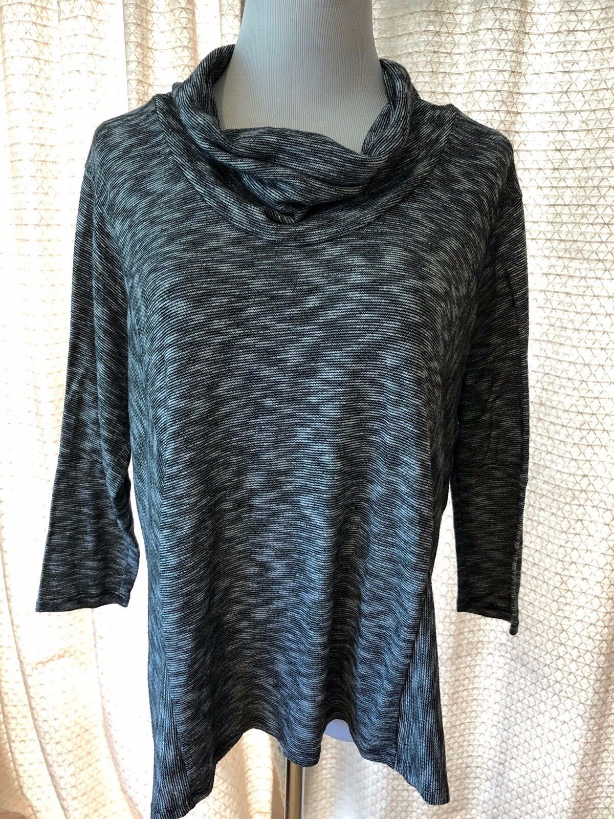 GREEN ENVELOPE SIZE L GRAY COWL NECK SWEATER 3/4 SLEEVE | eBay
