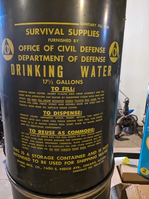 Civil Defense 17-1/2 Gal Drinking Water Storage Containers (2), Vintage ...