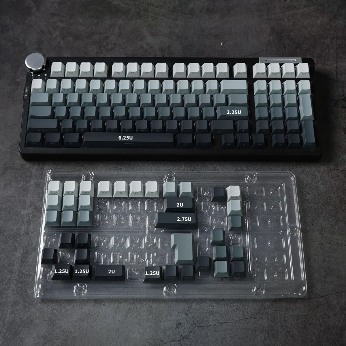 PBT Doubleshot Backlit Keycaps Gradient Gray Shine Through OEM Profile ...