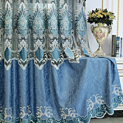 European Luxury Curtains for Living Room 63 84 Embroidered Sheer Drape ...