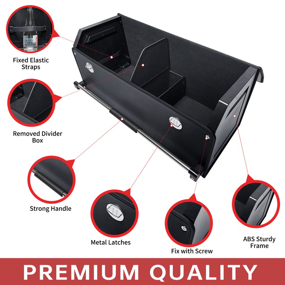 Car Trunk Organizer Durable Leather SUV Cargo Storage Box with Lid and ...