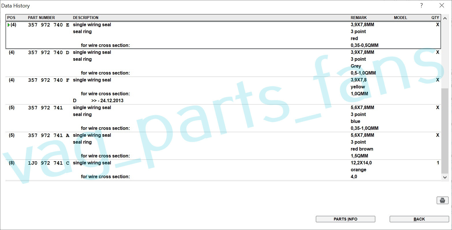 40 x Single Wire Seals 964971-1 357972740E for VAG VW Audi Skoda 1.5mm ...