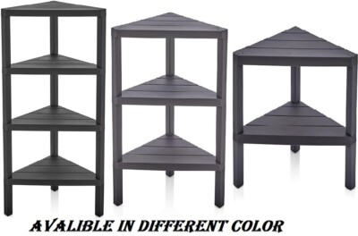 Corner Shelf Triangle Space-Saving Freestanding Shelving Unit Storage ...