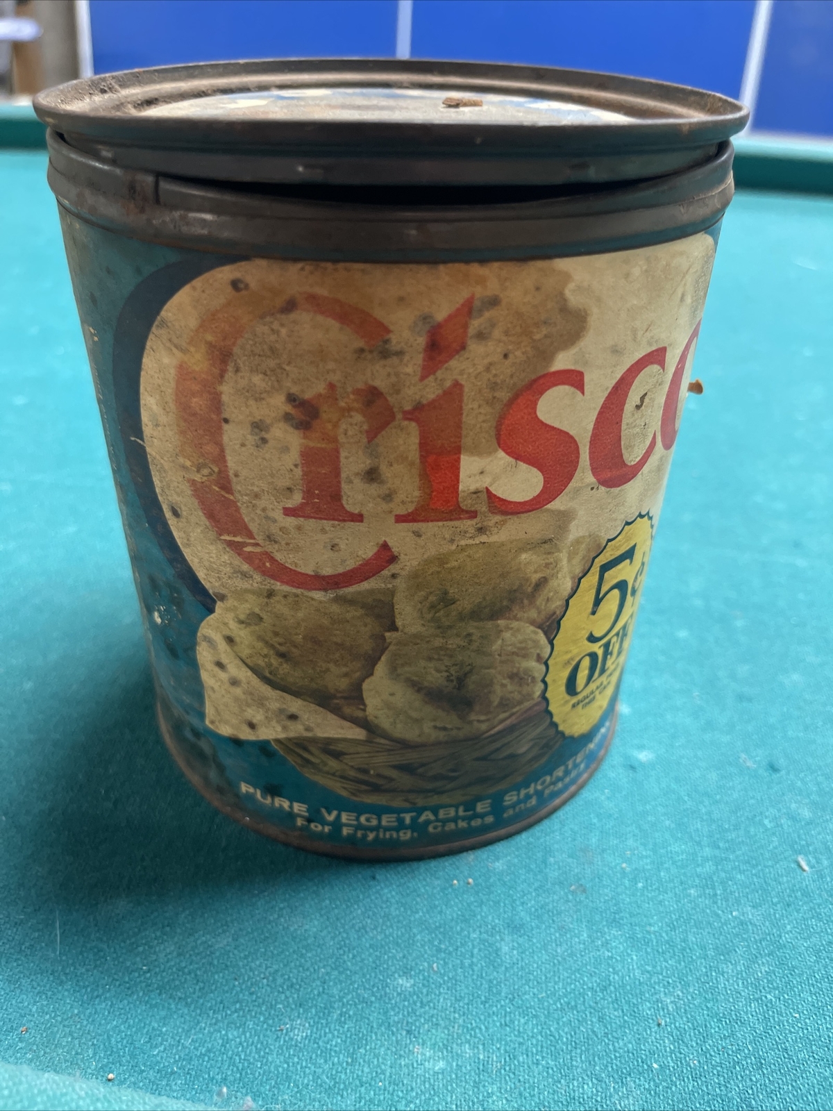 Vintage 1960-70s 3 lb Crisco Shortening Tin 5 cents off Hinged Lid | eBay