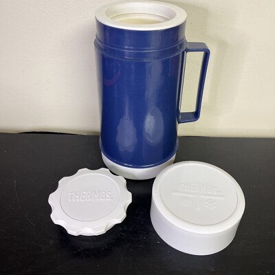 Vintage Thermos Insulated Food Jar Filler 70F 10 oz. Blue & White ...