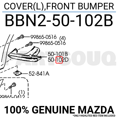 BBN250102B Genuine Mazda COVER(L),FRONT BUMPER BBN2-50-102B | eBay