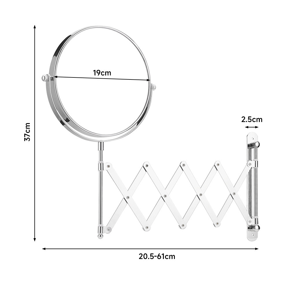 Wall Mounted Bathroom Makeup Shaving Mirror Extendable Magnifying Round ...
