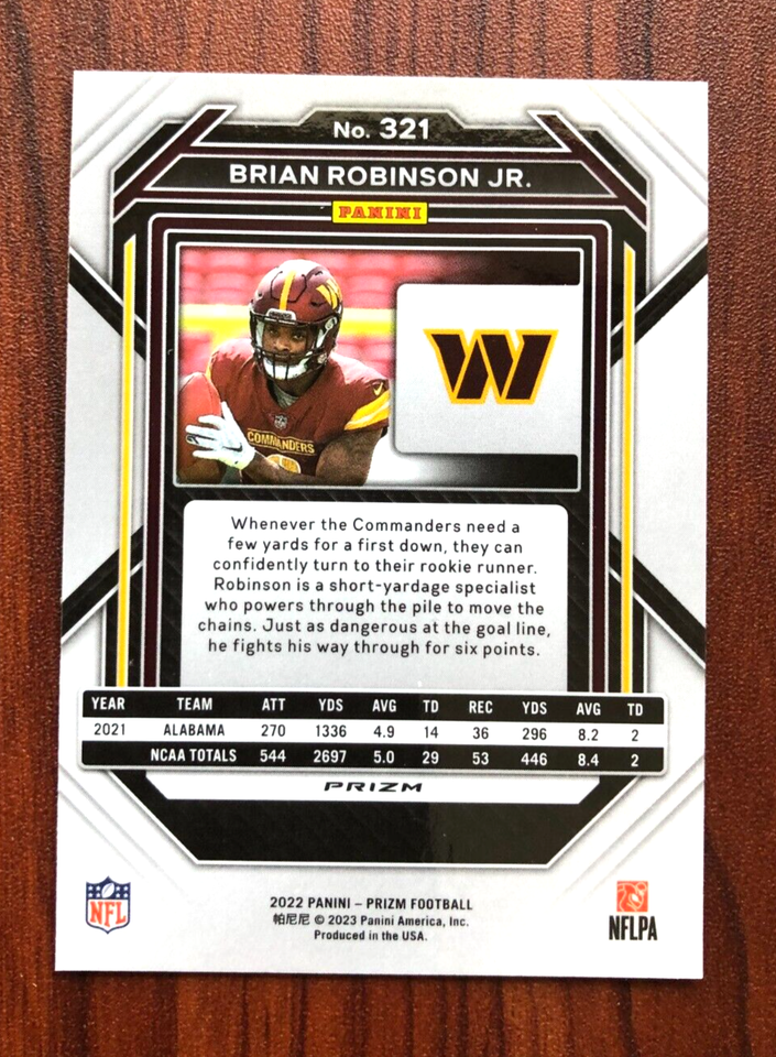 2022 Panini Prizm BRIAN ROBINSON JR. Green Prizm Rookie Card #321 RC ...