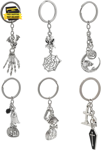 Gothic Horror Skull Halloween Keychain - Cross Pumpkin Ghost Key Chains ...