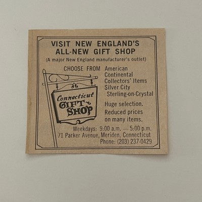 Connecticut Gift Shop All-New Gift Shop Meriden CT 1971 Magazine Ad ...