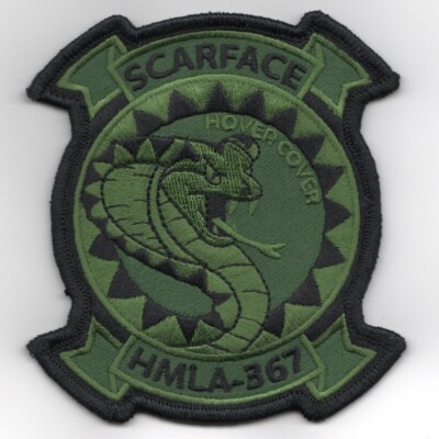 4" USMC MARINE CORPS HMLA-367 SQUADRON SUBDUED GREEN BLACK EMBROIDERED ...