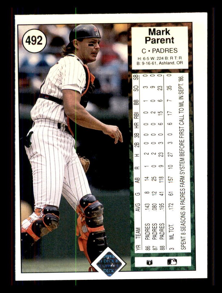 1989 BASEBALL 1989 Upper Deck Mark Parent San Diego Padres #492 RC1 | eBay