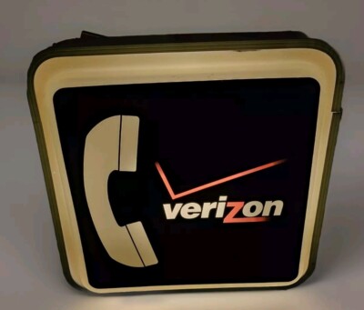 Vintage 24" Lighted Double Sided Verizon Telephone Advertising Can Sign ...