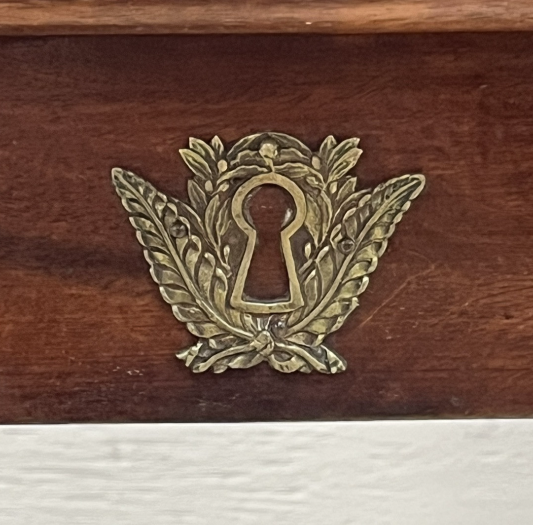 ANTIQUE FRENCH EMPIRE STYLE MARBLE-TOP MAHOGANY CONSOLE END SIDE TABLE ...