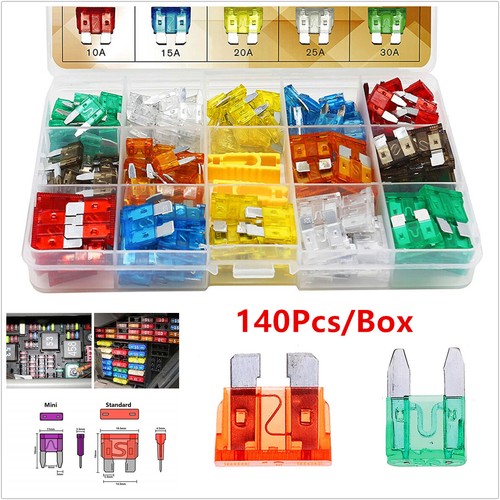 140pcs Car Automotive Mini Medium Standard Fuses Blade Fuse Assortment ...