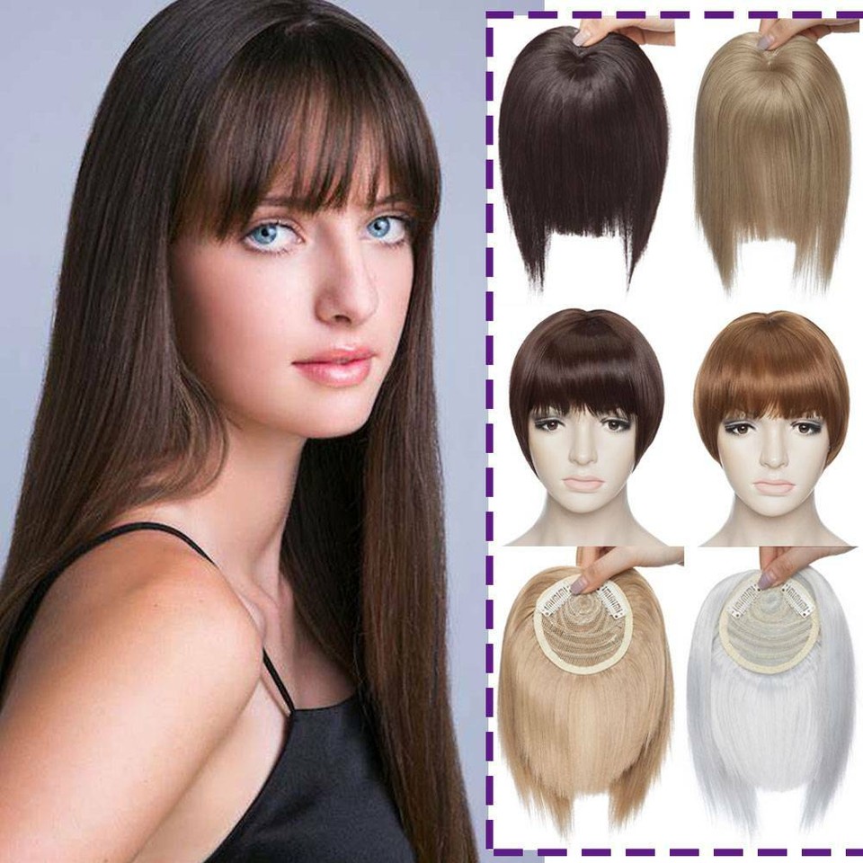 Real Thick Bangs Clip in Front Fringe Natural As Human Hair Extensions ...