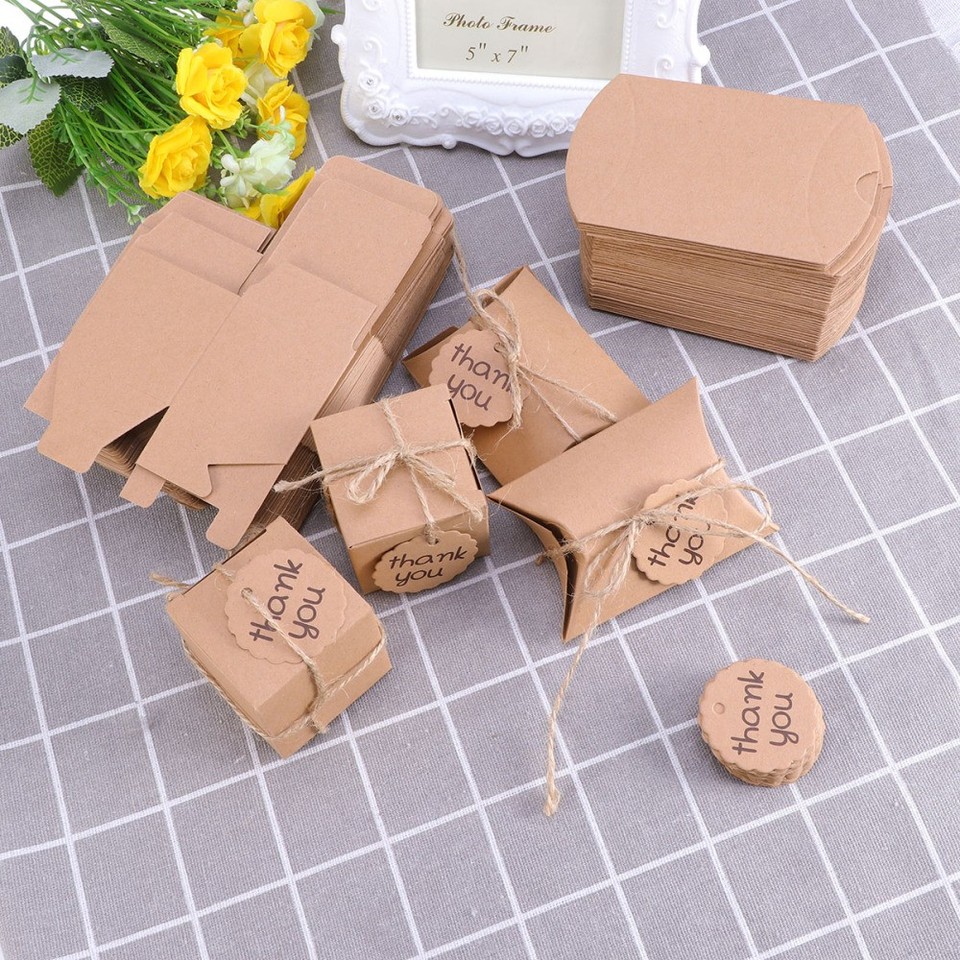 20pcs Creative Thank You Candy Boxes Kraft Paper Packaging Gift Treats ...
