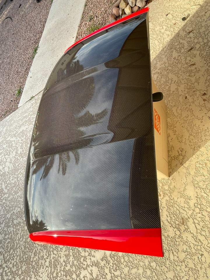 CLEAN CARBON + RED C7 Corvette Targa Top Roof Panel 2014-2019 OEM GM ...