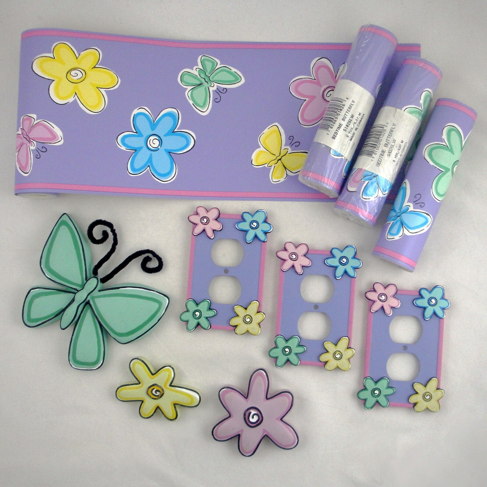 Borders Unlimited Bedtime Butterfly Wallpaper Border Outlet Covers Wall ...