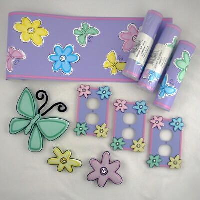 Borders Unlimited Bedtime Butterfly Wallpaper Border Outlet Covers Wall ...