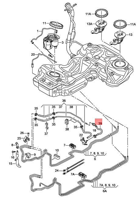 AUDI A4 ALLROAD QUATTRO AVANT S4 A5 S5 CABRIOLET FUEL HOSE 06L133986 NO ...