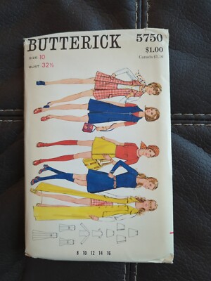 VTG Butterick 5750 Misses 10 Groovy Wrap Skirt T-Shirt Maxi Mini Vest ...