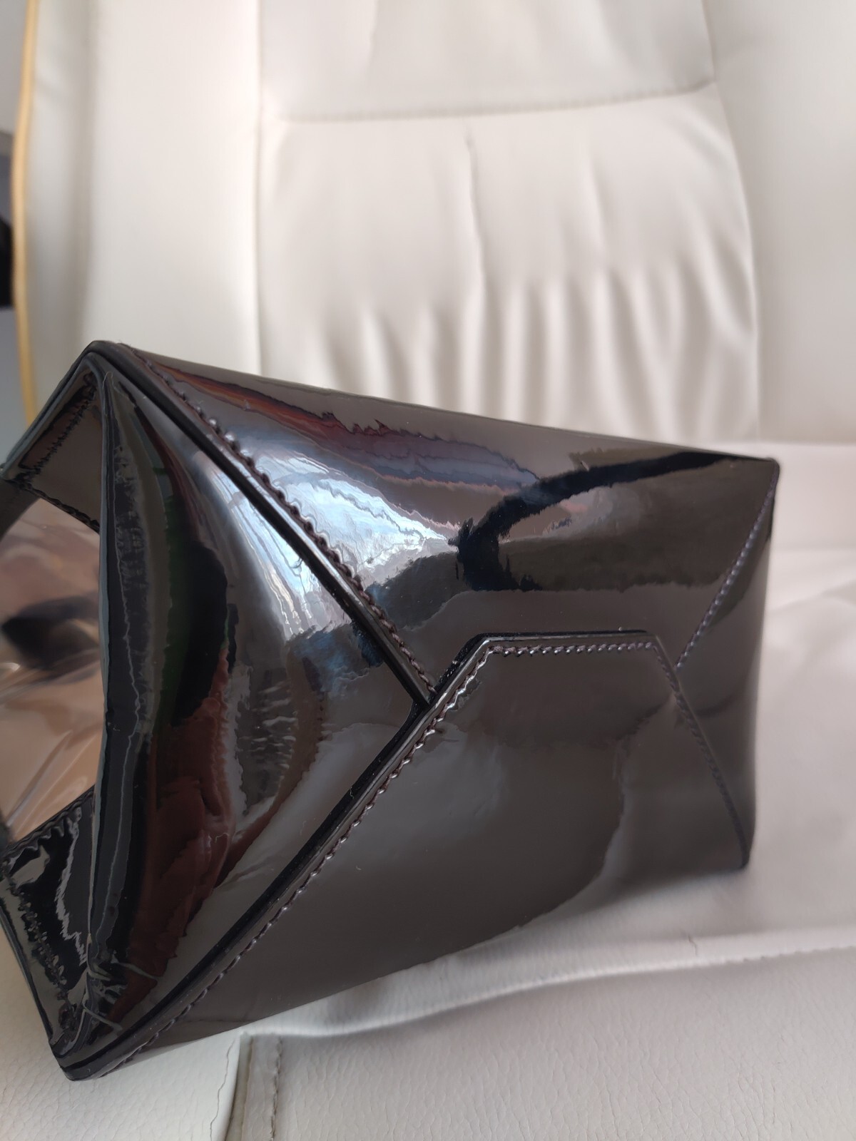 BALMAIN Transparent Print Logo Small Tote PVC Clear Black Leather ...