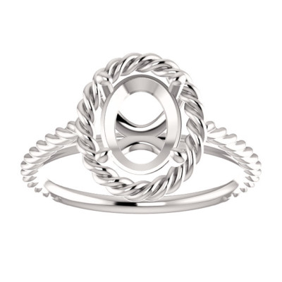 14K Gold Oval Cut Solitaire Ring Setting Classic Lasso Rope Style Ring ...