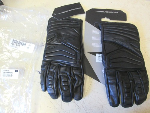 MENS MOTORCYCLE GLOVES - ROADKROME LEATHER HIGHWAY GAUTLET - MENS LARGE ...