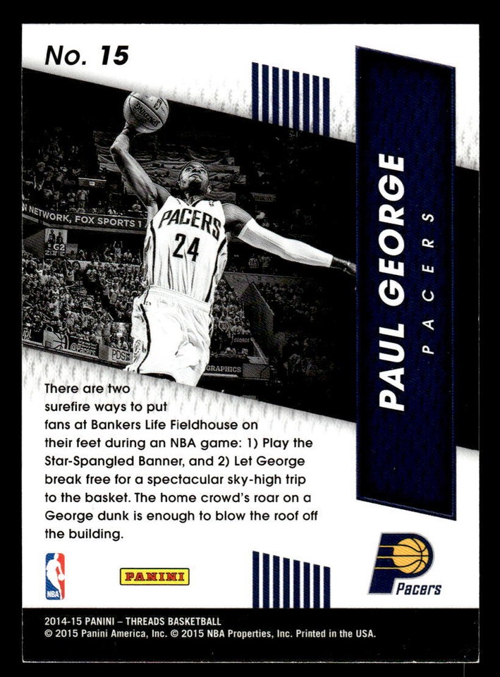 Paul George 2014 Panini Threads #15 High Flyers Indiana Pacers | eBay