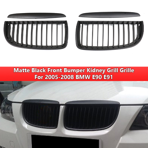Matte Black Front Bumper Kidney Grill Grille Fit for 2005-2008 BMW E90 ...