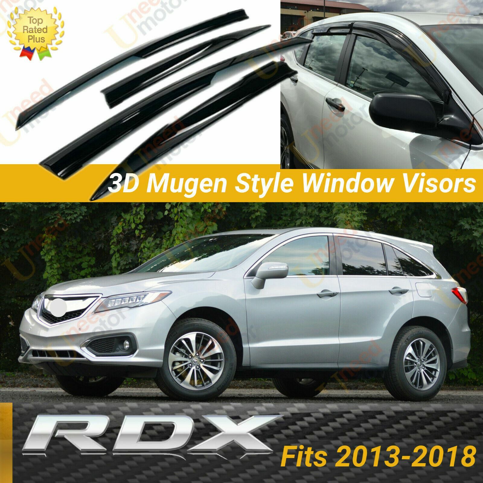 Fits Acura RDX 2013-2018 3D Mugen Style Window Visor Rain Wind Guards ...