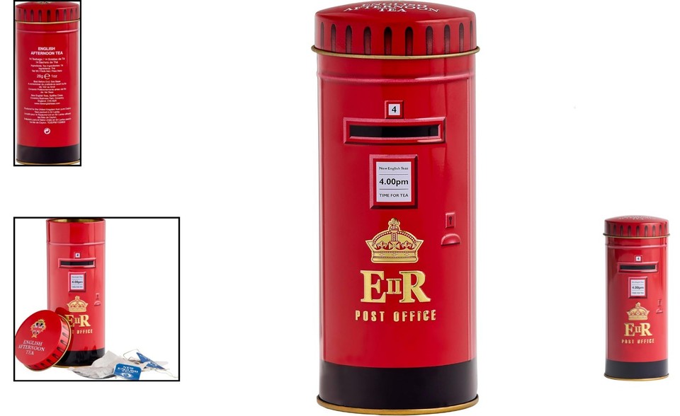 Charming British Post Box Tea Tin with 14 English Breakfast Bags | eBay UK