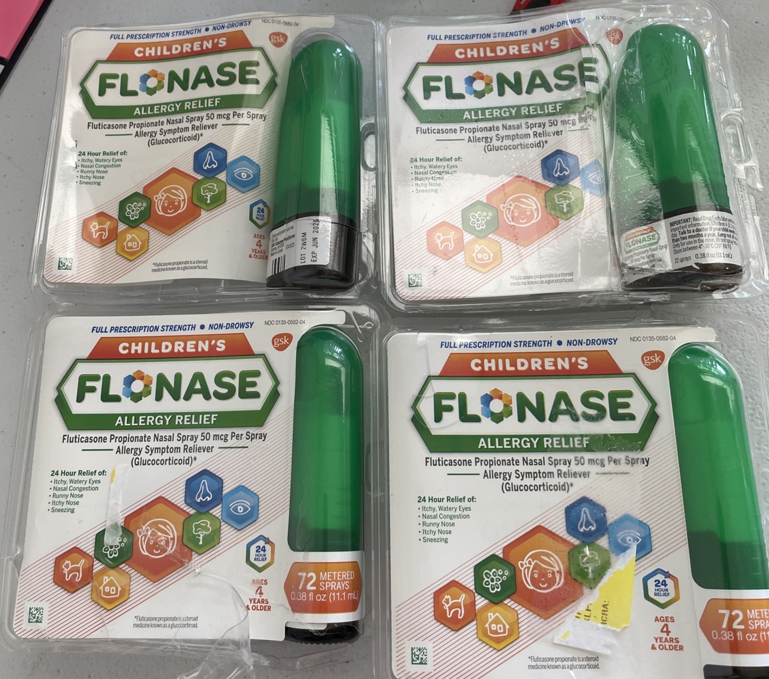 FOUR Flonase Children's Allergy Relief Nasal Spray 72 Sprays Each ...
