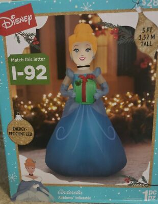 Gemmy 5' Airblown Disney Christmas Cinderella With Gift Inflatable New ...