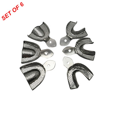 6pcs Dental Full Stainless Steel Impression Tray Set Autoclavable trays ...