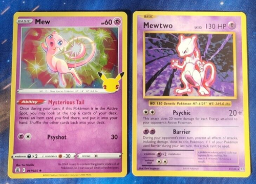 Mew & Mewtwo - Rare Legendary Pokemon Card Set - Classic Artwork - 150 ...