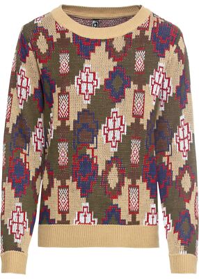 Pullover Gr. 40/42 Beige Braun Oliv Gemustert Damen Langarm Strick-Pulli Neu | eBay.de