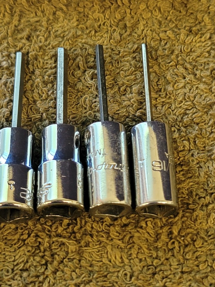 10 Snap-on Hex Bit Socket Sae Set 1/4" Drive TMA8E 7 6E 5E 4.5 4 3.5 3 ...