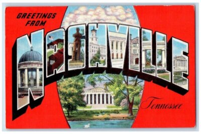 1948 Greetings From Nashville Tennessee Large Letters Historic Old ...