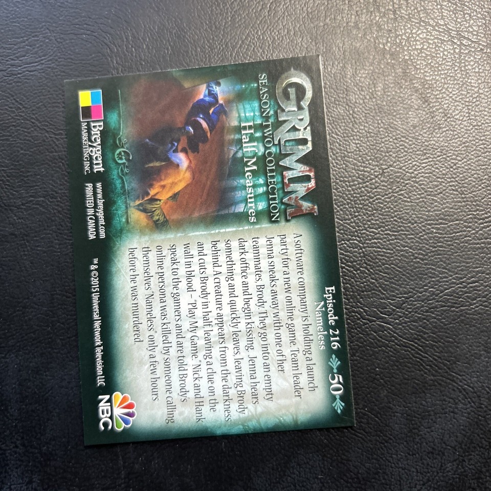 Jb1a Grimm NBC Tv Show Season 2 Two 2015 #50 Nameless Episode | eBay