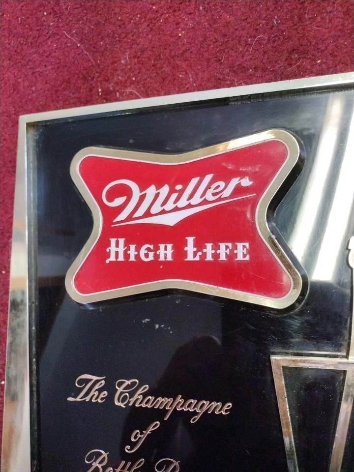 Vtg Miller Beer Sign Wall Plaque With 3 D Pilsner Glass And Bottle Man ...