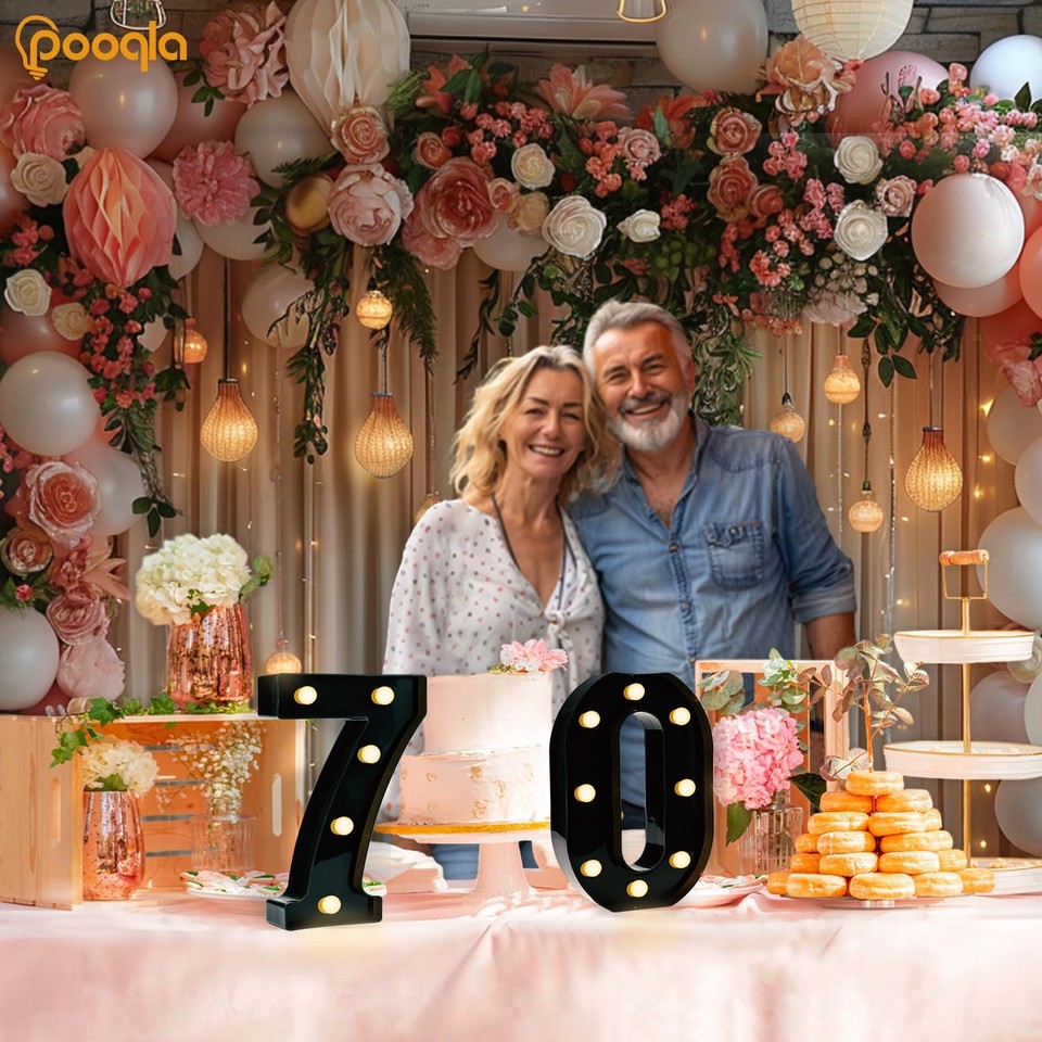 Light Up Numbers, Lighted Marquee Number Sign for 70th Birthday Party ...