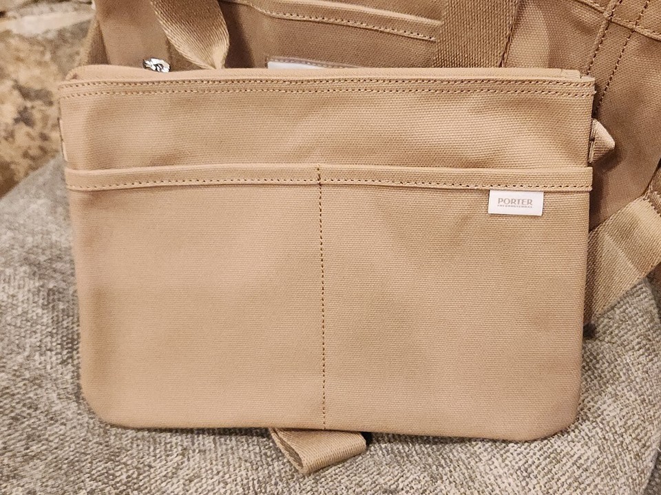 Porter International BLOCKER Taupe Cotton Canvas Handbag Khaki Shoulder ...