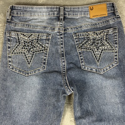 Austin Landing Jeans Womens 31 Rhinestone Star Pockets Western Flare ...