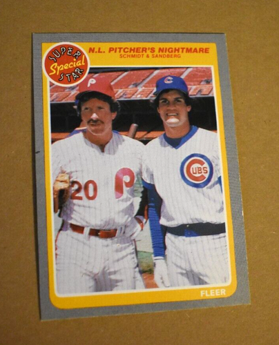 Mike Schmidt Ryne Sandberg HOF 1985 Fleer Baseball Card #630 Pitchers ...